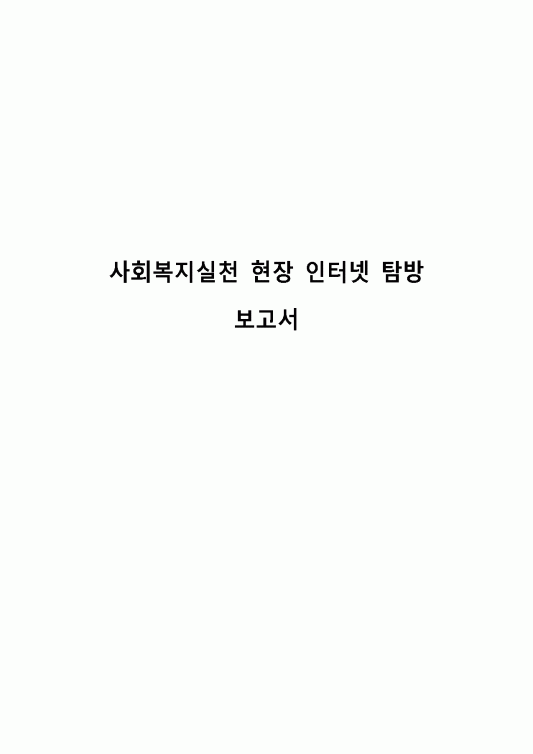 사회복지실천 현장 인터넷 탐방 보고서