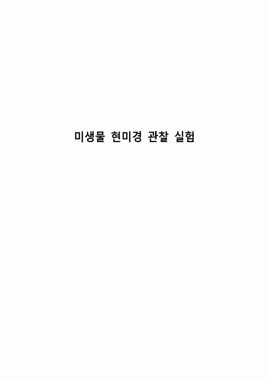 미생물 현미경 관찰 실험