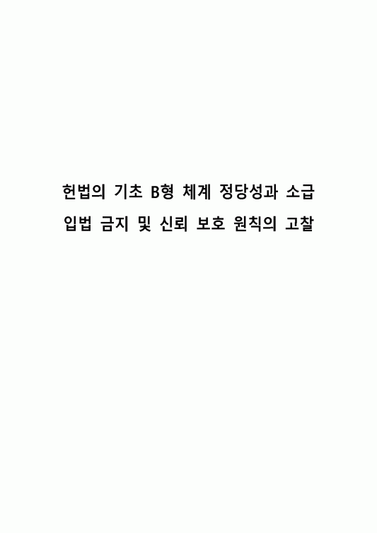 헌법의 기초 B형 체계 정당성과 소급 입법 금지 및 신뢰 보호 원칙의 고찰