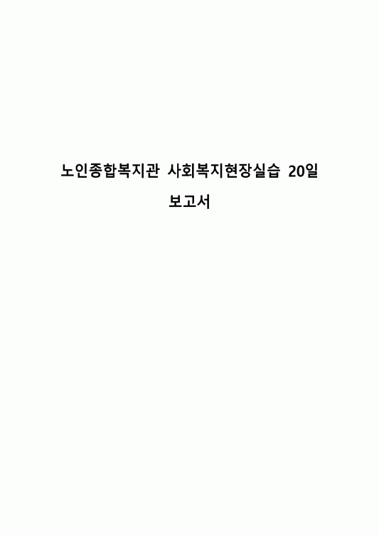 노인종합복지관 사회복지현장실습 20일 보고서