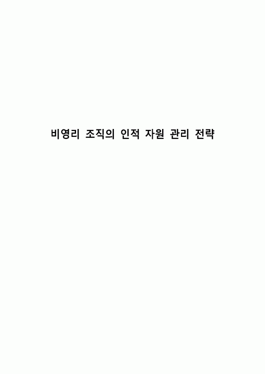 비영리 조직의 인적 자원 관리 전략