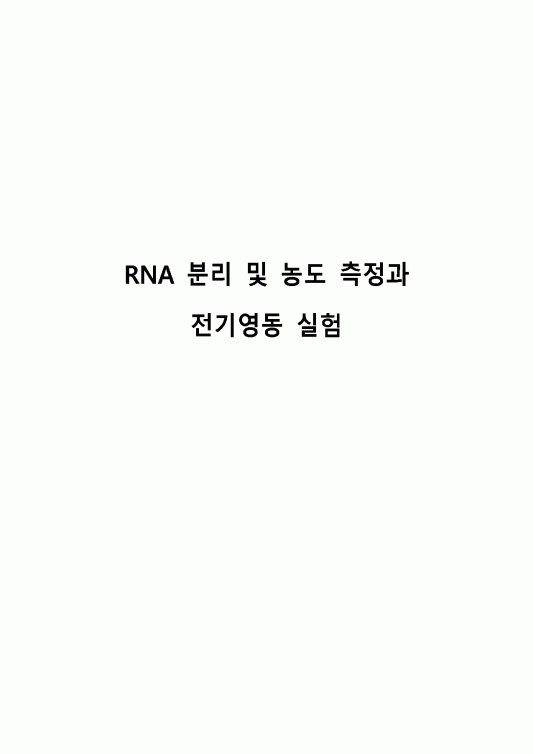 RNA 분리 및 농도 측정과 전기영동 실험
