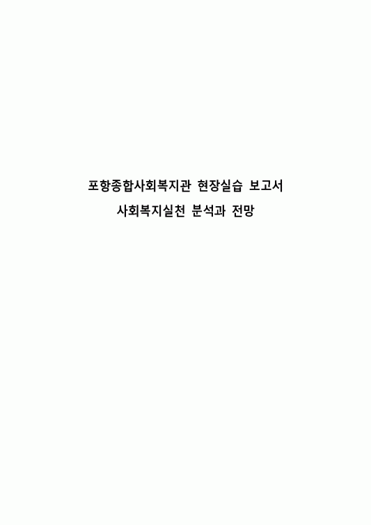 포항종합사회복지관 현장실습 보고서 사회복지실천 분석과 전망