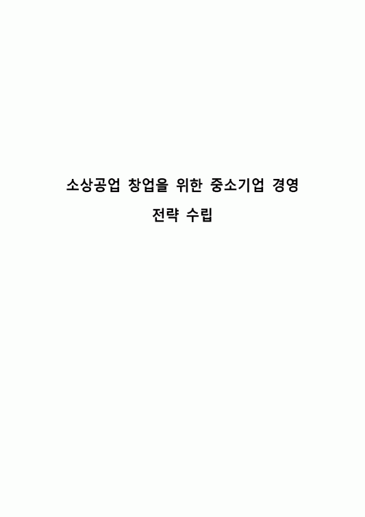 소상공업 창업을 위한 중소기업 경영 전략 수립