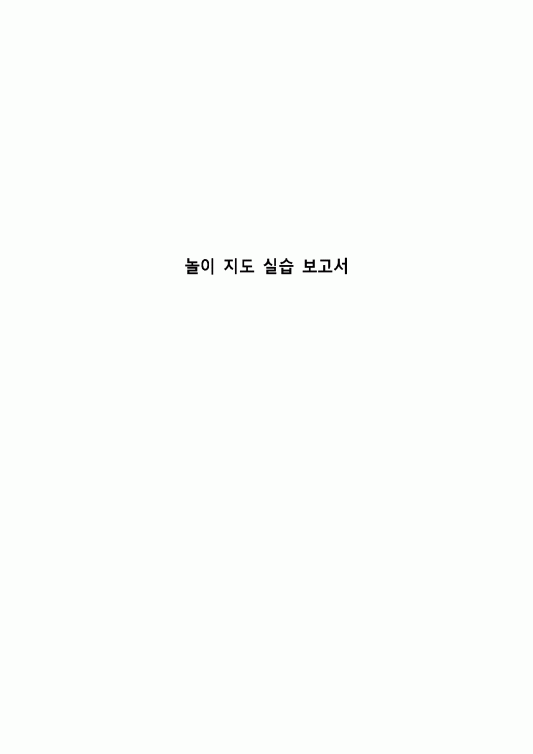 놀이 지도 실습 보고서