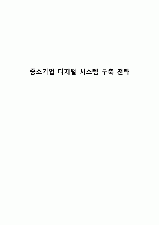 중소기업 디지털 시스템 구축 전략