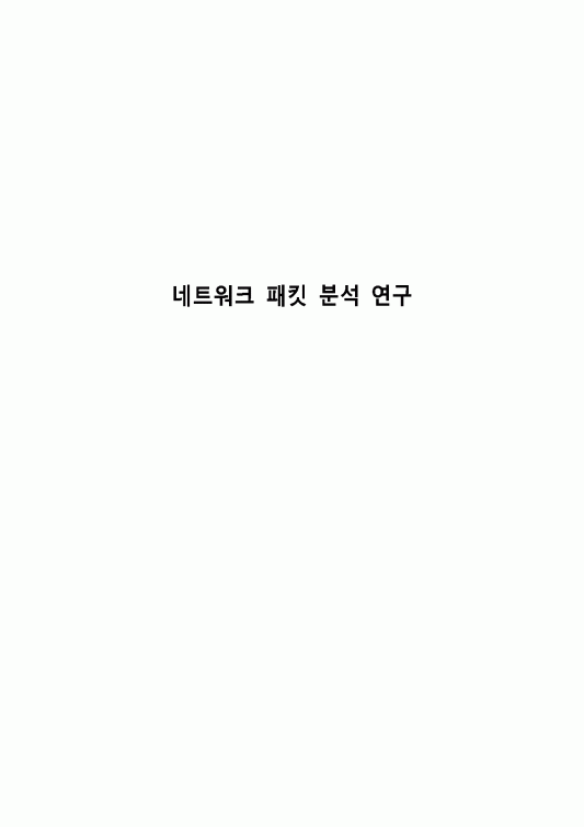네트워크 패킷 분석 연구