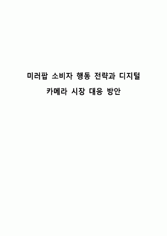 미러팝 소비자 행동 전략과 디지털 카메라 시장 대응 방안