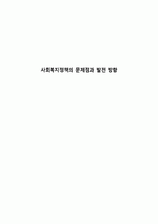 사회복지정책의 문제점과 발전 방향