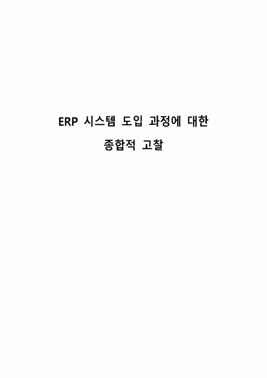 ERP 시스템 도입 과정에 대한 종합적 고찰