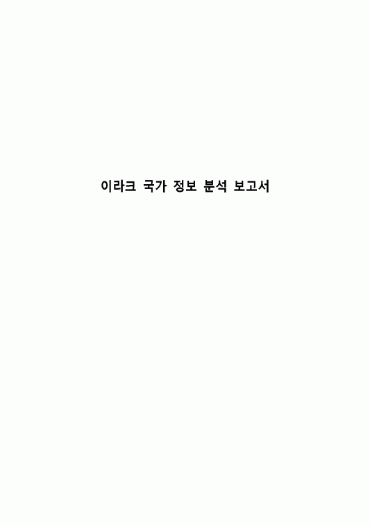 이라크 국가 정보 분석 보고서
