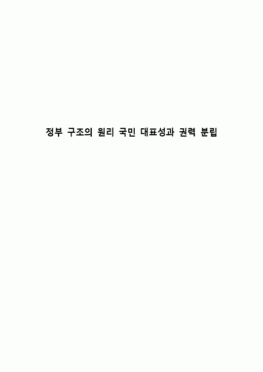 정부 구조의 원리 국민 대표성과 권력 분립