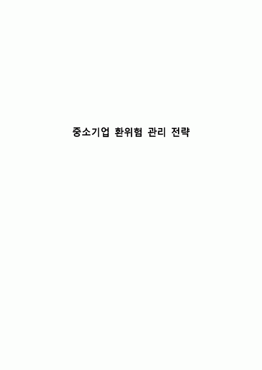 중소기업 환위험 관리 전략