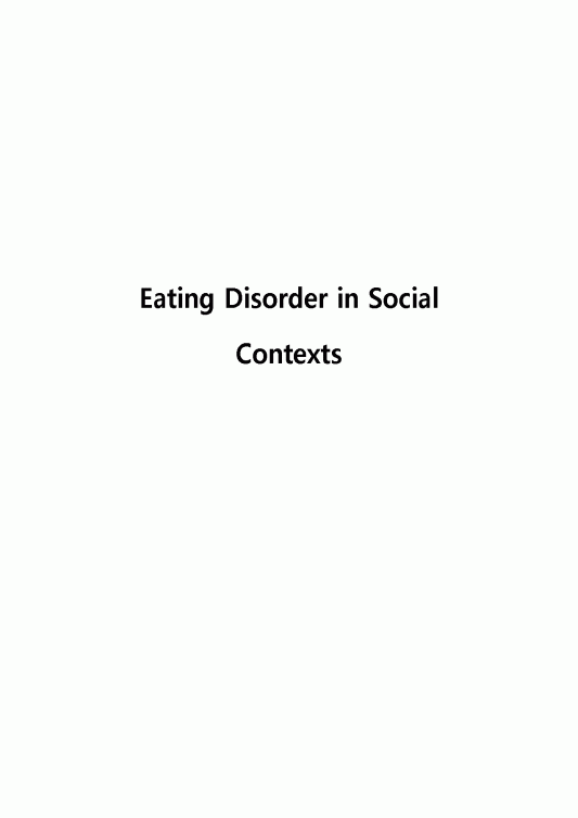 Eating Disorder in Social Contexts