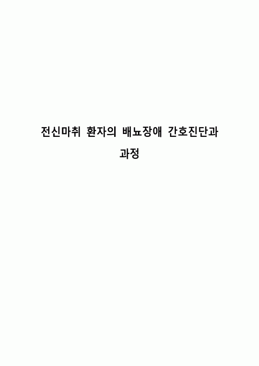 전신마취 환자의 배뇨장애 간호진단과 과정