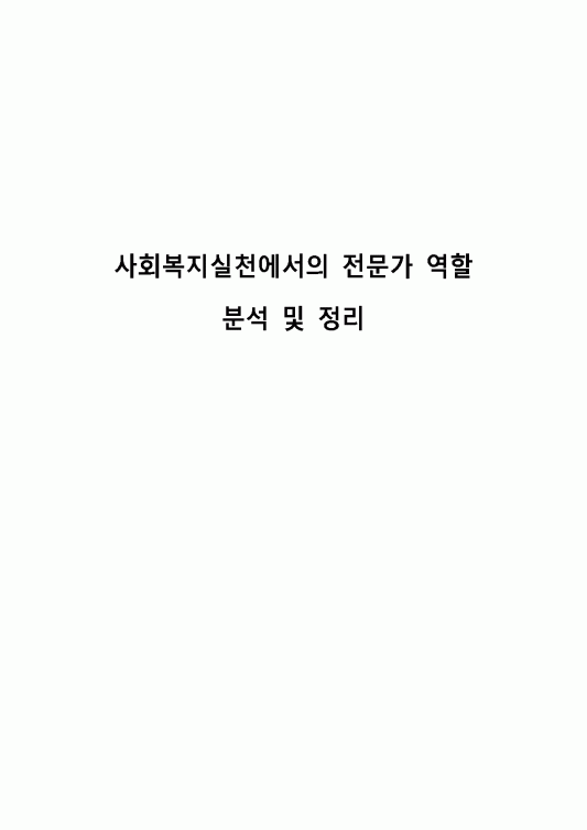 사회복지실천에서의 전문가 역할 분석 및 정리