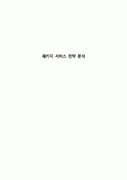 패키지 서비스 전략 분석