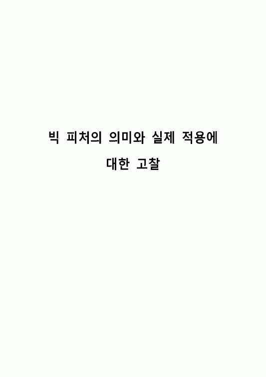 빅 피처의 의미와 실제 적용에 대한 고찰