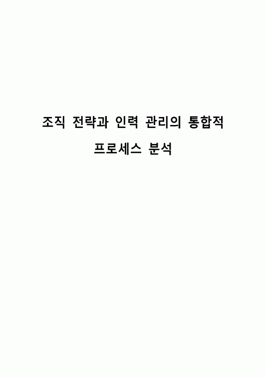 조직 전략과 인력 관리의 통합적 프로세스 분석