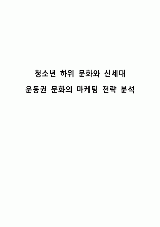 청소년 하위 문화와 신세대 운동권 문화의 마케팅 전략 분석