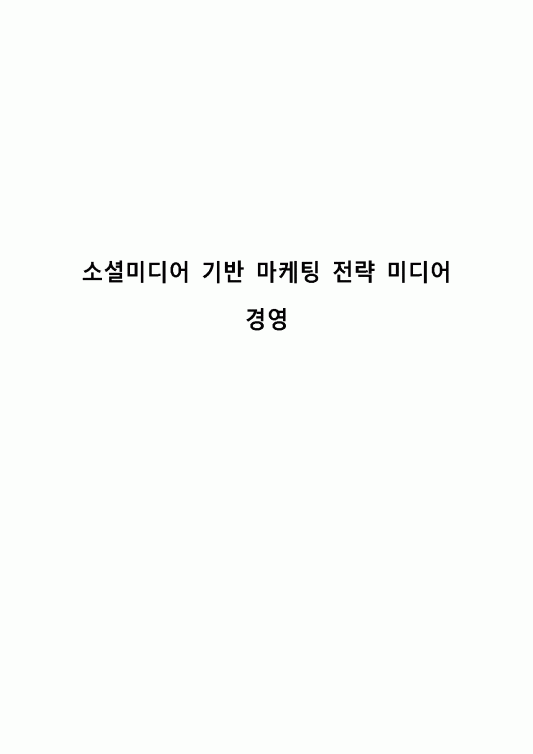 소셜미디어 기반 마케팅 전략 미디어 경영