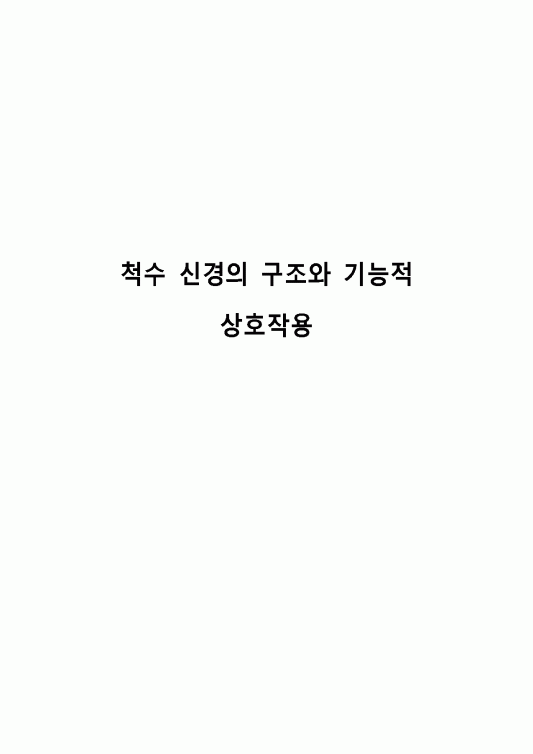 척수 신경의 구조와 기능적 상호작용