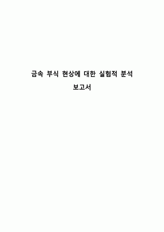 금속 부식 현상에 대한 실험적 분석 보고서