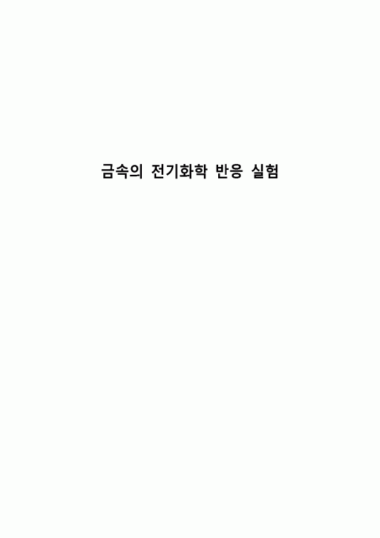 금속의 전기화학 반응 실험