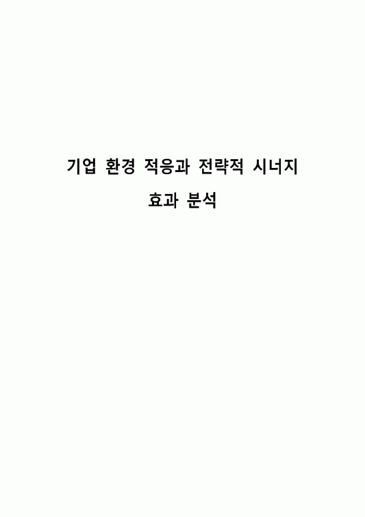 기업 환경 적응과 전략적 시너지 효과 분석