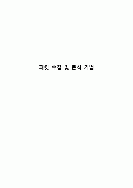 패킷 수집 및 분석 기법