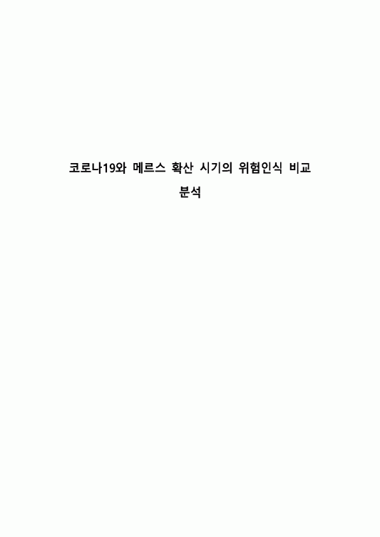 코로나19와 메르스 확산 시기의 위험인식 비교 분석