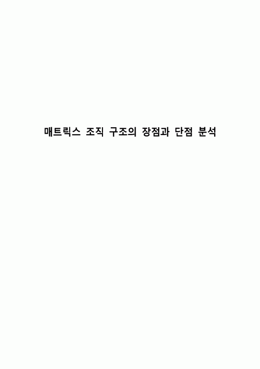 매트릭스 조직 구조의 장점과 단점 분석