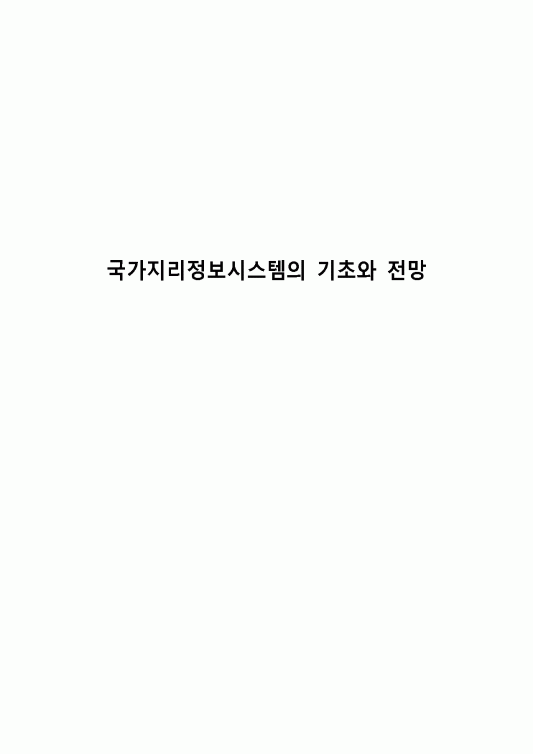 국가지리정보시스템의 기초와 전망