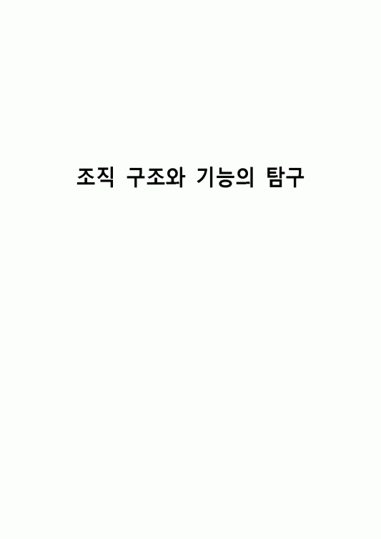 조직 구조와 기능의 탐구