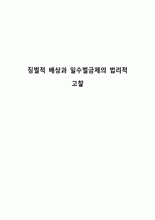징벌적 배상과 일수벌금제의 법리적 고찰