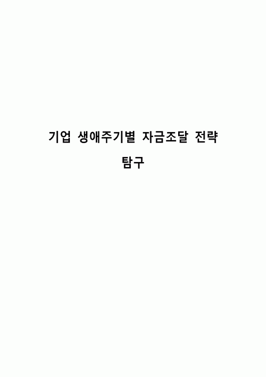 기업 생애주기별 자금조달 전략 탐구