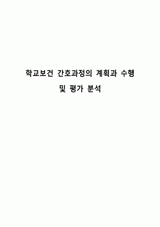 학교보건 간호과정의 계획과 수행 및 평가 분석
