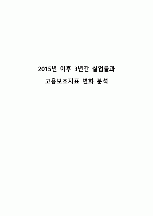 2015년 이후 3년간 실업률과 고용보조지표 변화 분석