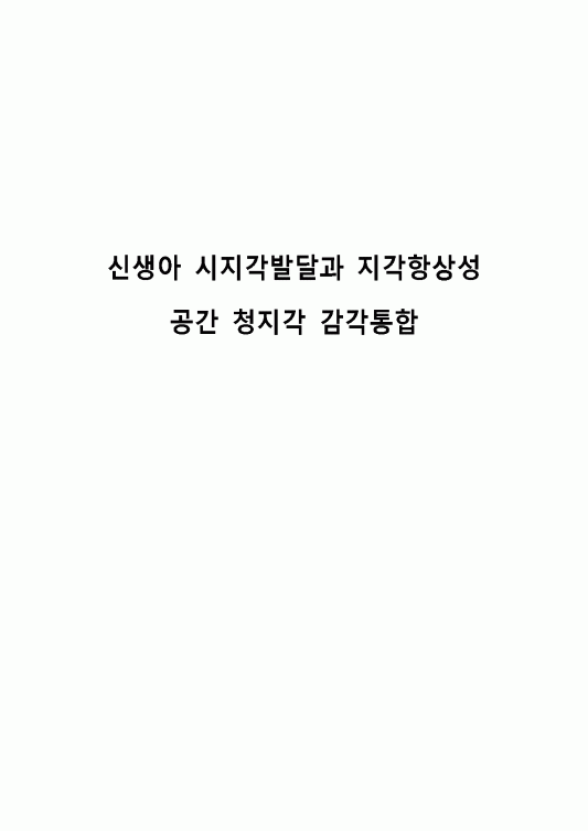 신생아 시지각발달과 지각항상성 공간 청지각 감각통합