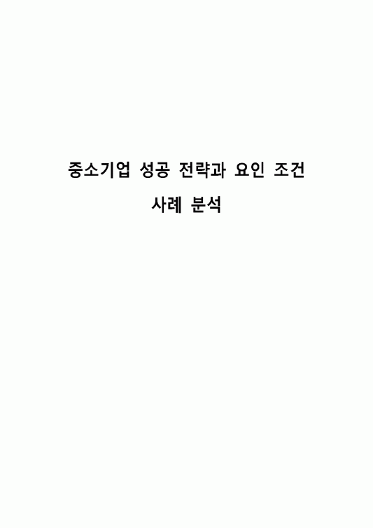 중소기업 성공 전략과 요인 조건 사례 분석
