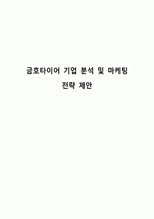 금호타이어 기업 분석 및 마케팅 전략 제안