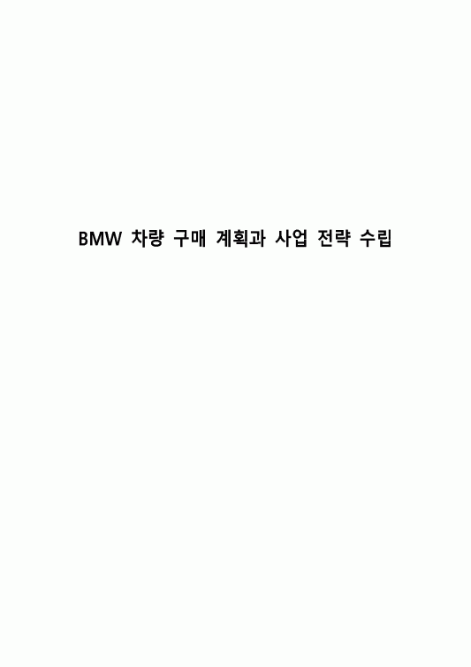 BMW 차량 구매 계획과 사업 전략 수립