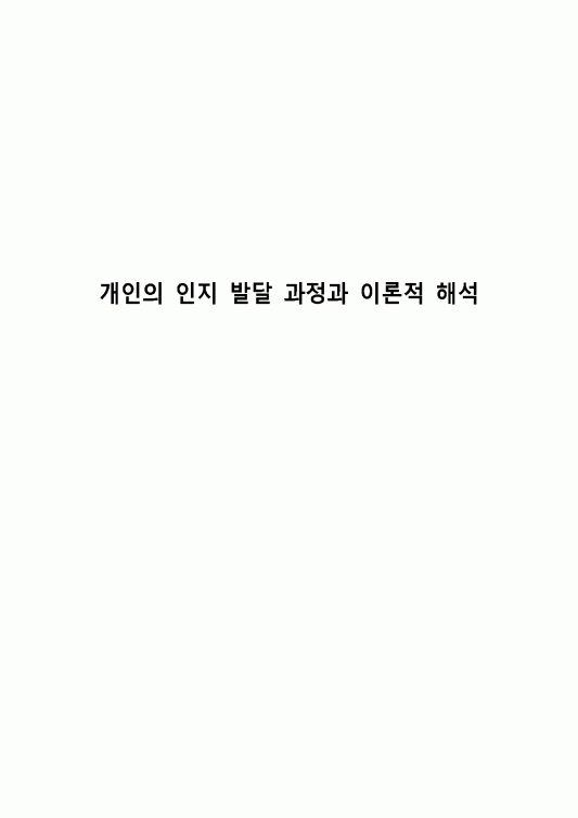 개인의 인지 발달 과정과 이론적 해석