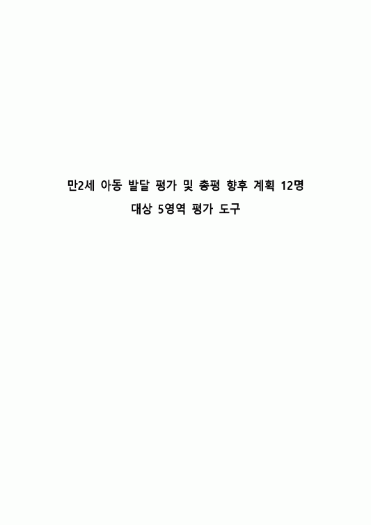 만2세 아동 발달 평가 및 총평 향후 계획 12명 대상 5영역 평가 도구