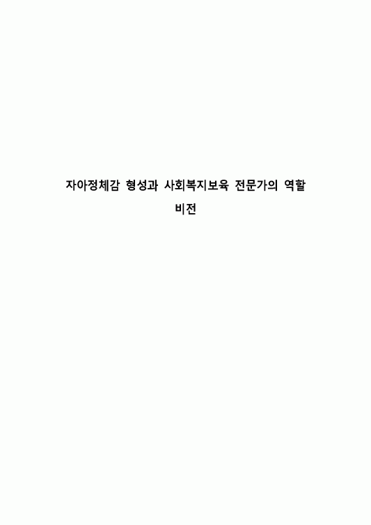 자아정체감 형성과 사회복지보육 전문가의 역할 비전