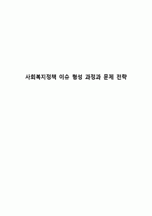 사회복지정책 이슈 형성 과정과 문제 전략