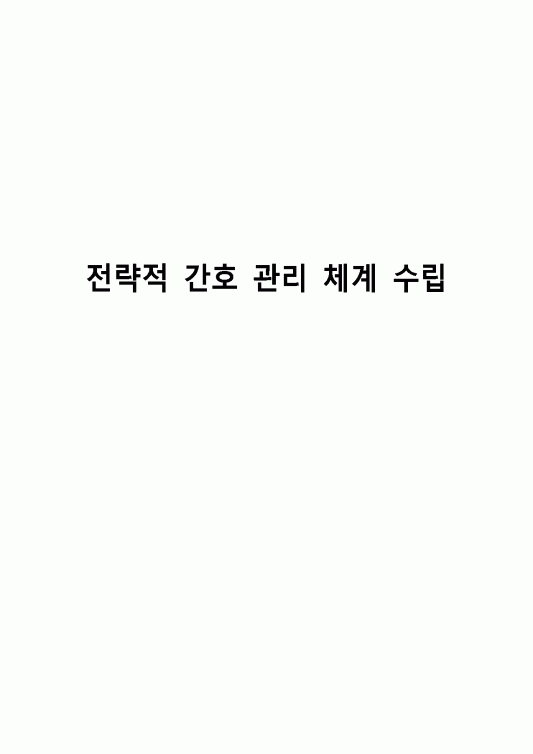 전략적 간호 관리 체계 수립