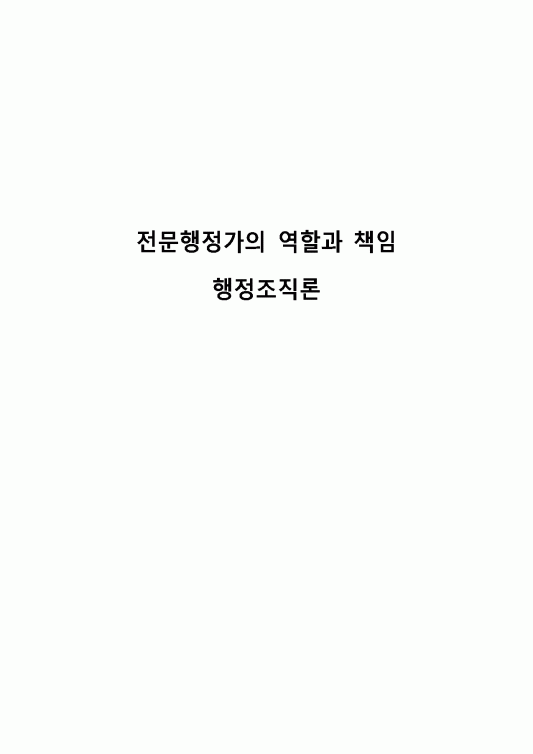 전문행정가의 역할과 책임 행정조직론