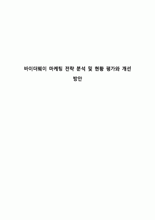 바이더웨이 마케팅 전략 분석 및 현황 평가와 개선 방안