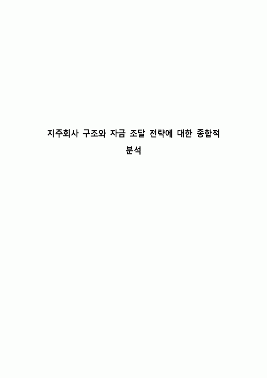 지주회사 구조와 자금 조달 전략에 대한 종합적 분석